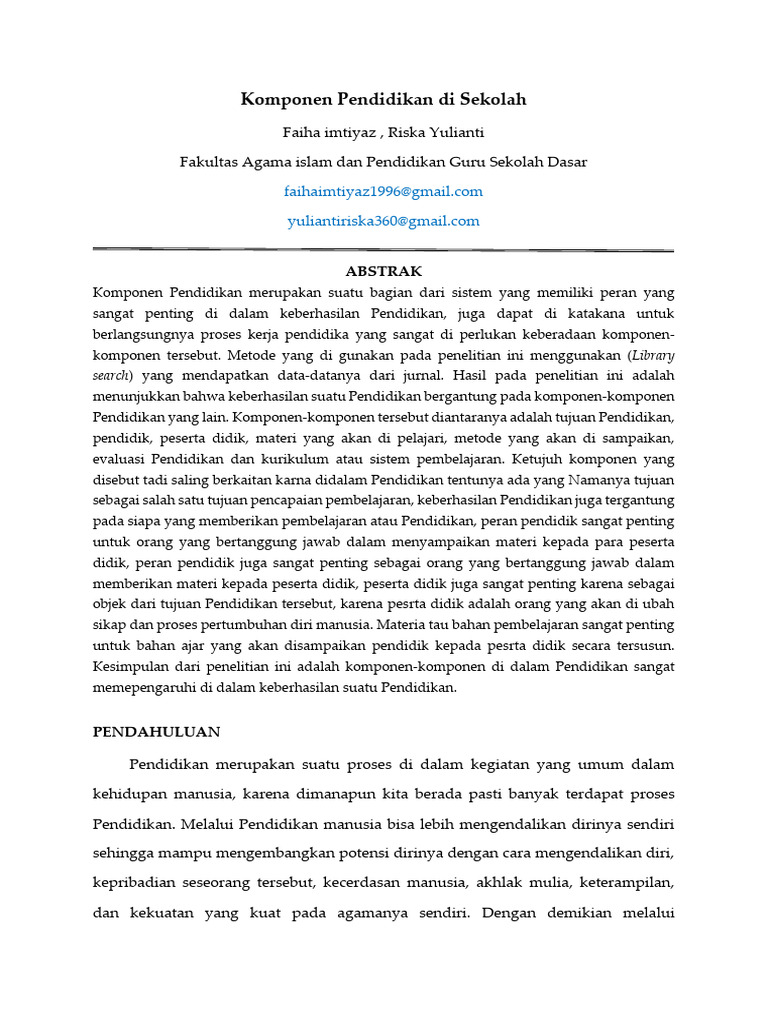 16313-16321 Komponen Pendidikan Di Sekolah Dasar | PDF