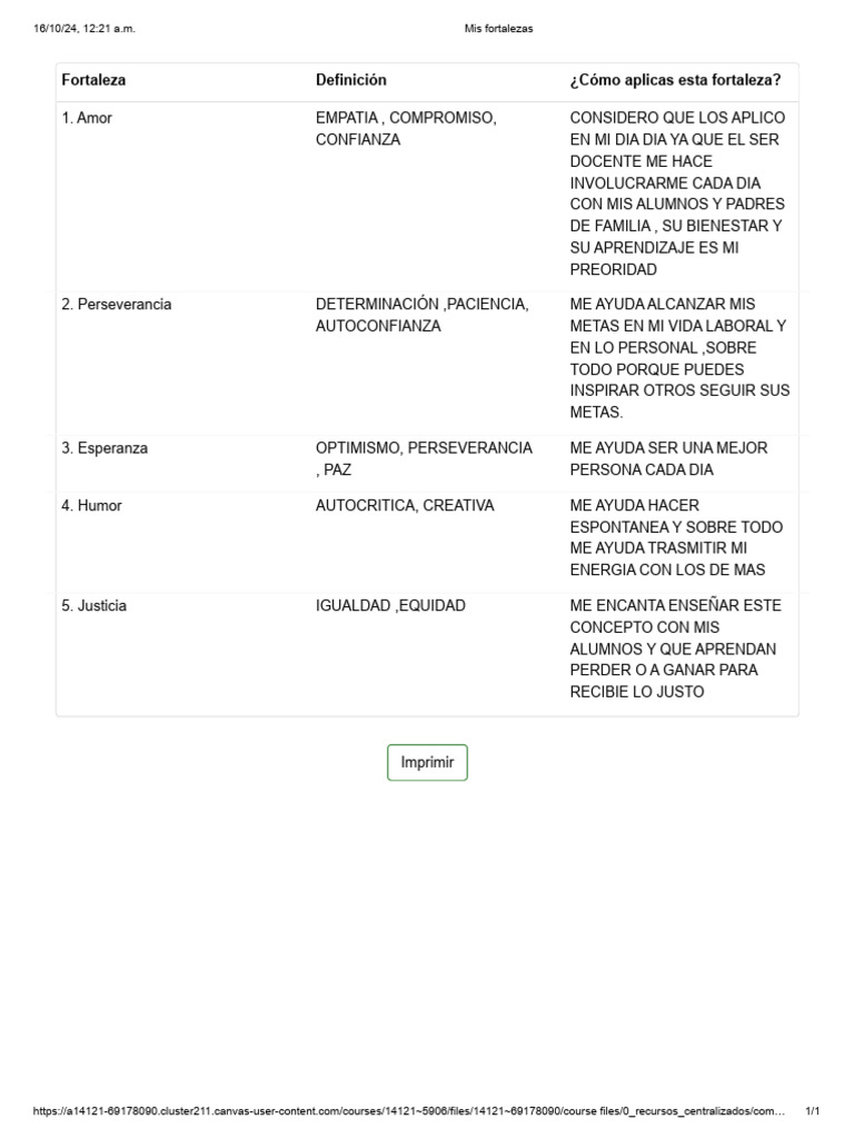 Mis Fortalezas OCTUBRE | PDF | Aprendizaje | Modificación de comportamiento