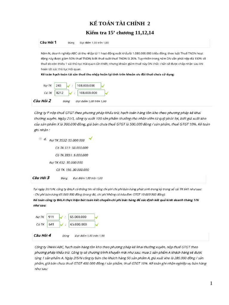 Kiem Tra 1 - KTTC2 | PDF