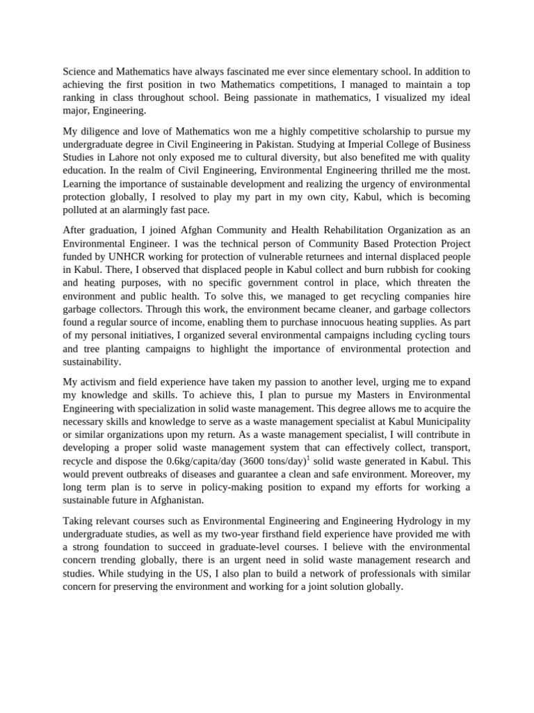 Personal Statments AKDN | PDF | Waste Management | Waste Personal Statments AKDN | PDF | Waste Management | Waste