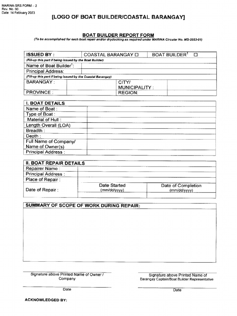 Boat Builder Report Form | PDF