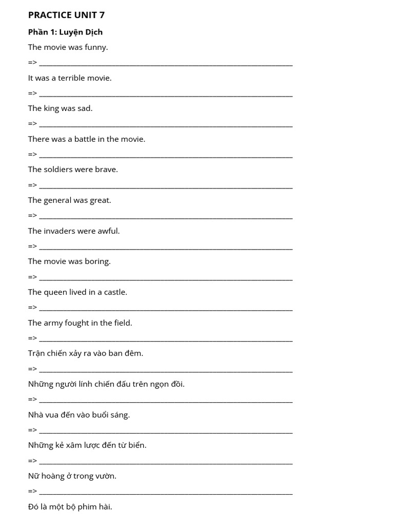 PRACTICE UNIT 7 | PDF | Lunch