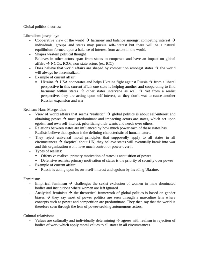 Global politics theories | PDF | Feminism | Gender Studies