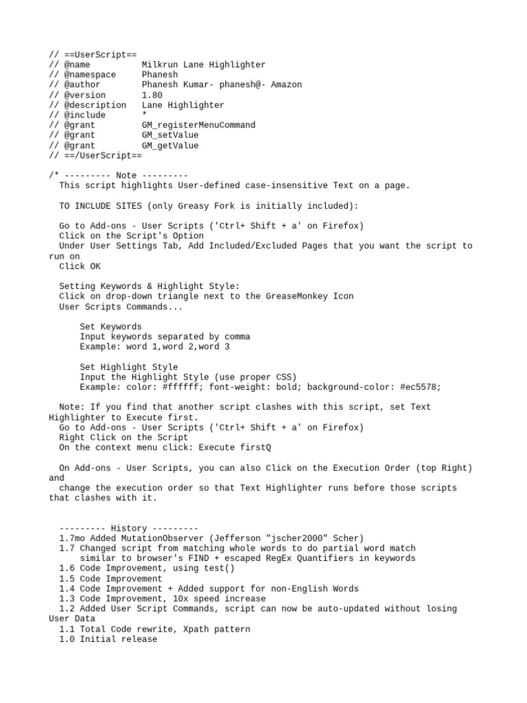 Milkrun Lanes Highlighter Script | PDF | Computer Science | Software ...