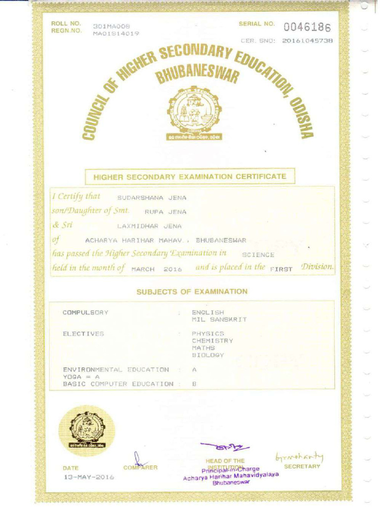 +2 Certificate | PDF