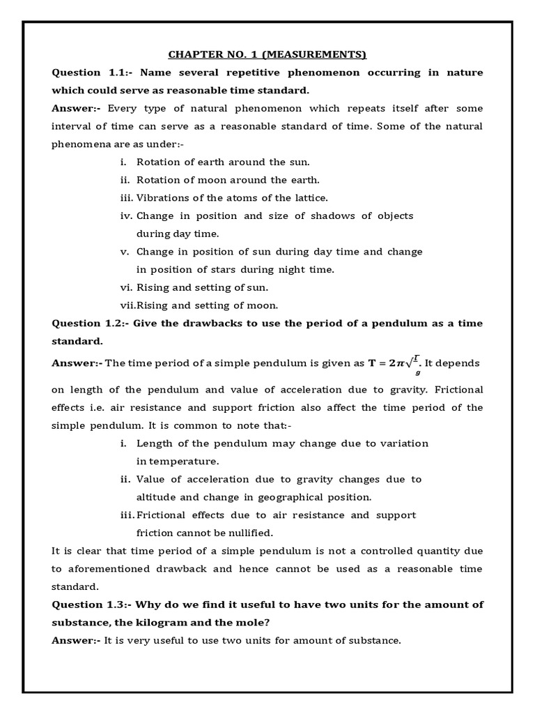 Short Questions (First Year Physics) PTB Finalised | PDF | Rotation ...