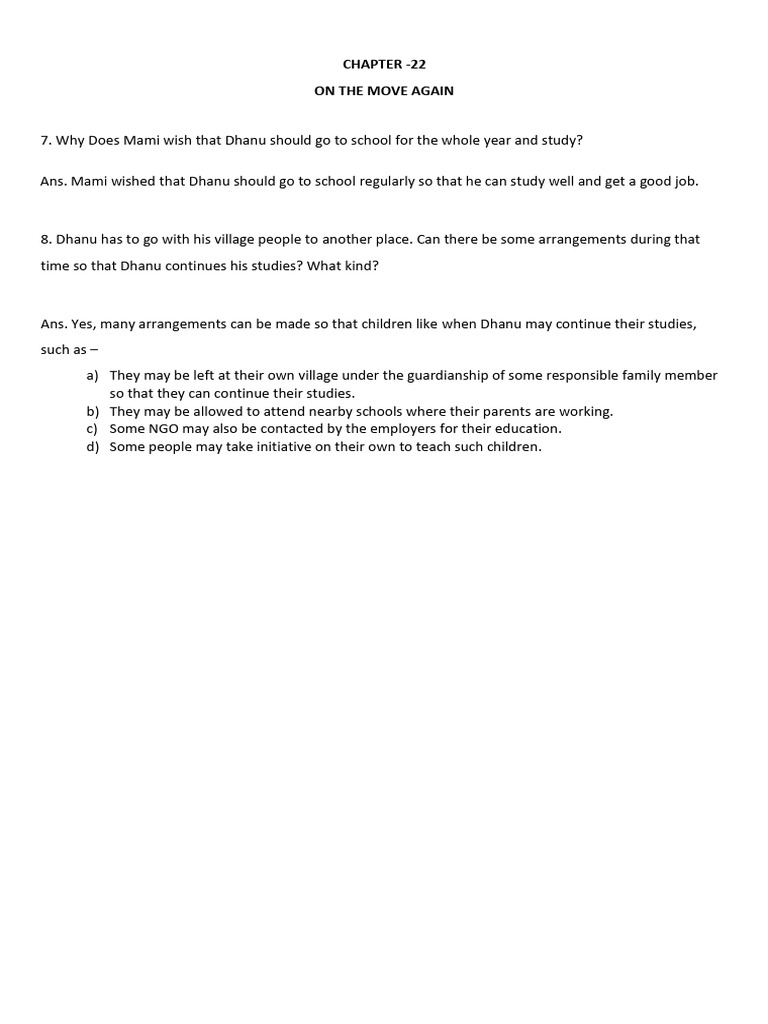 05 Science Ncert CH 22 On The Move Again Ques | PDF