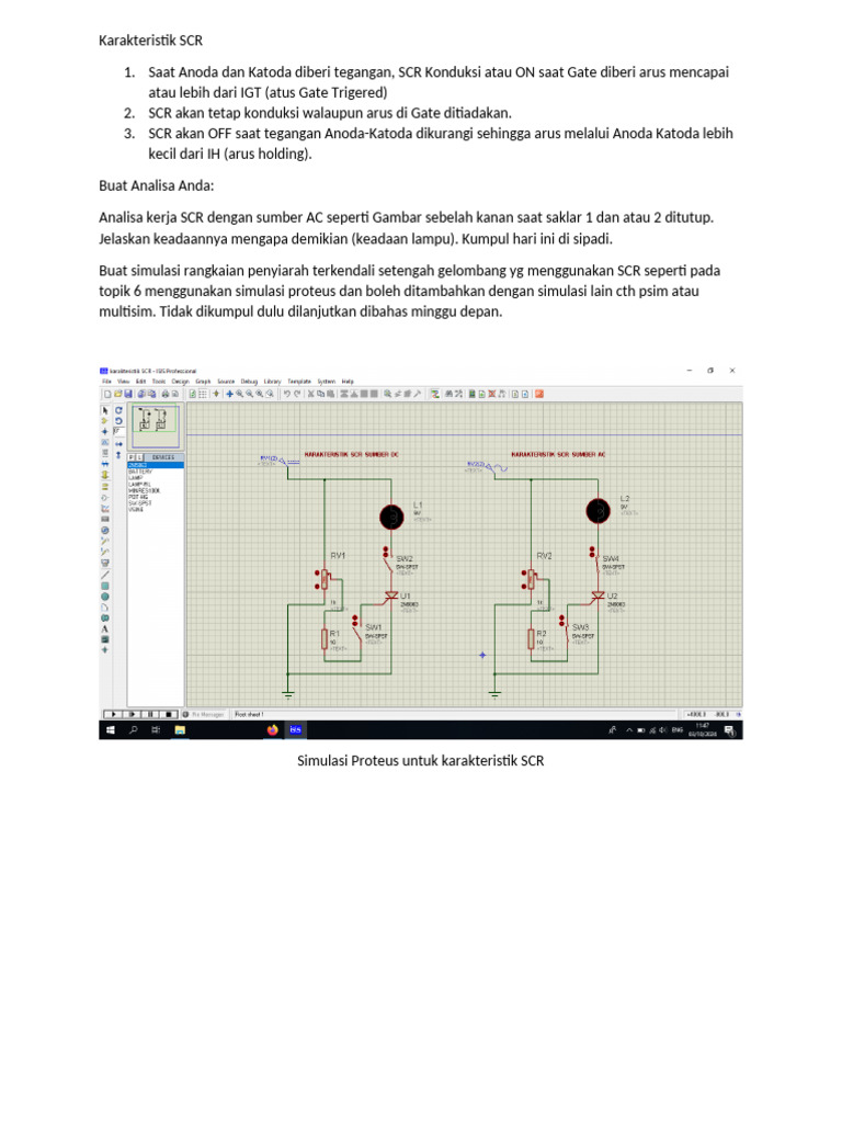 Simulasi Proteus Karakteristik SCR | PDF