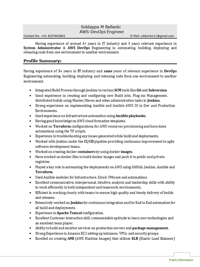 Siddu - BellankiAWS - DEVOPS Resume (1) ABS | PDF | Computing | Software