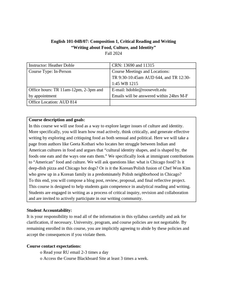 Food, Culture, and Identity Course Guide | PDF | Title Ix | Knowledge