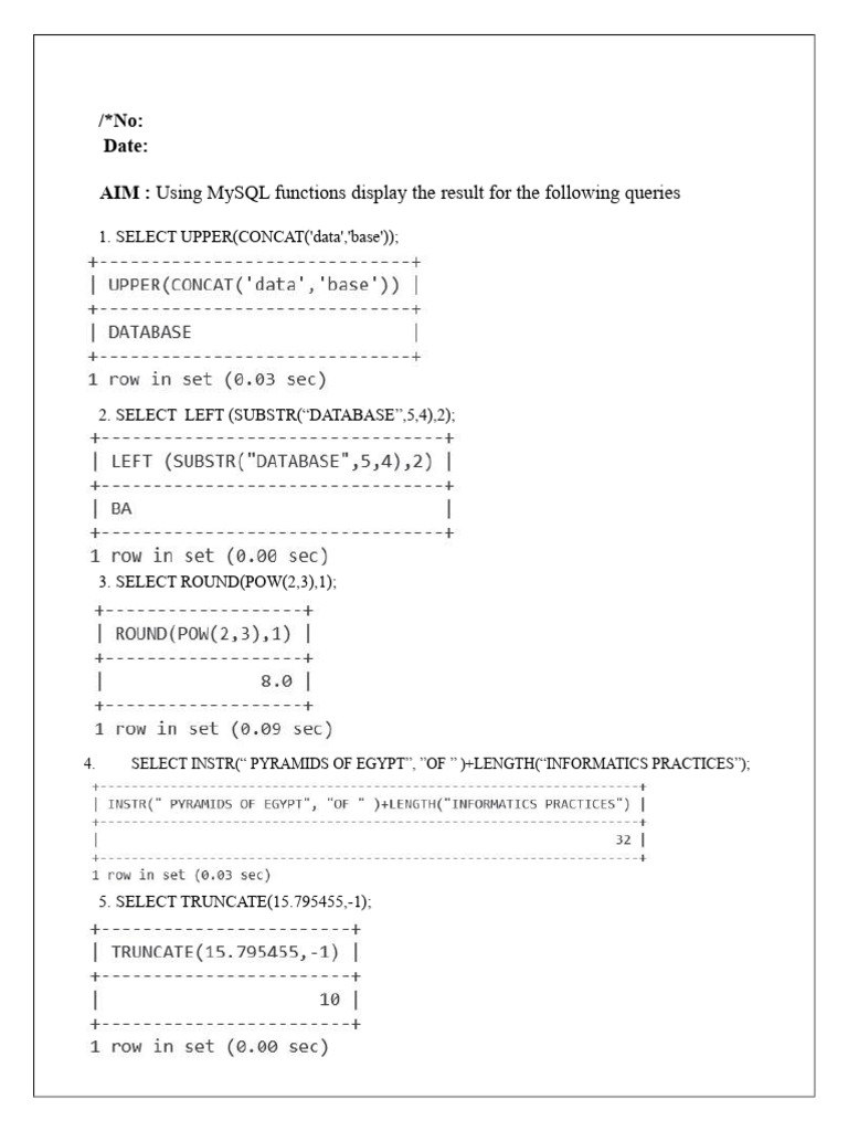 MySQL Functions Powell | PDF