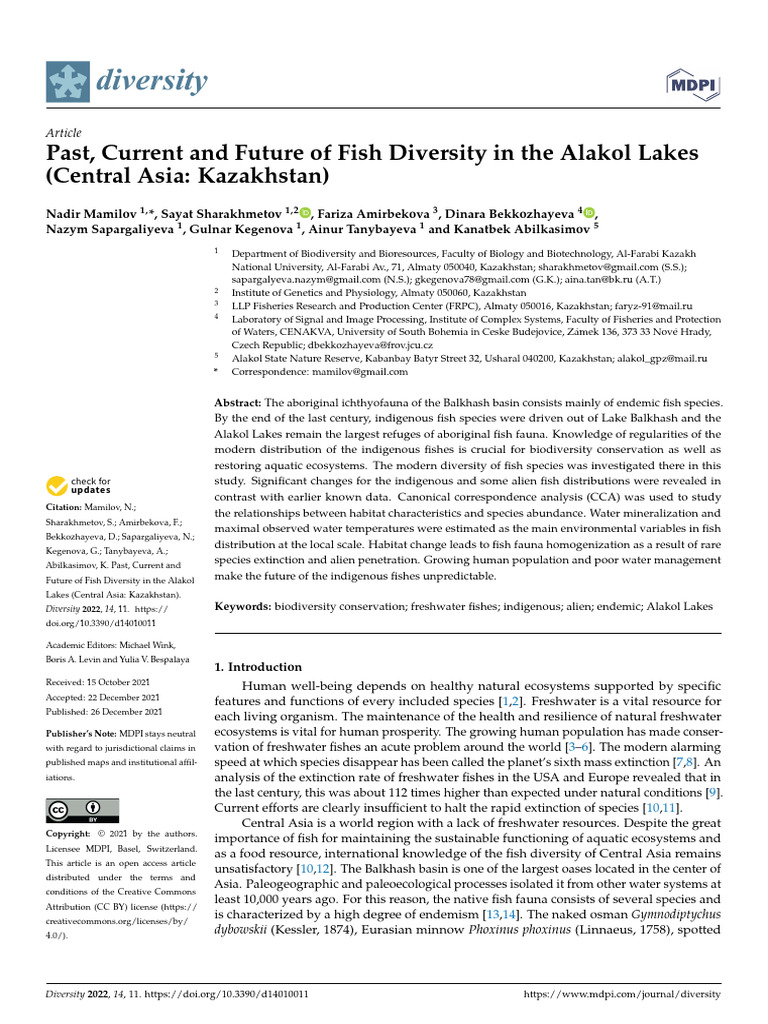 Past Current and Future of Fish Diversity in The A | PDF | Biodiversity ...
