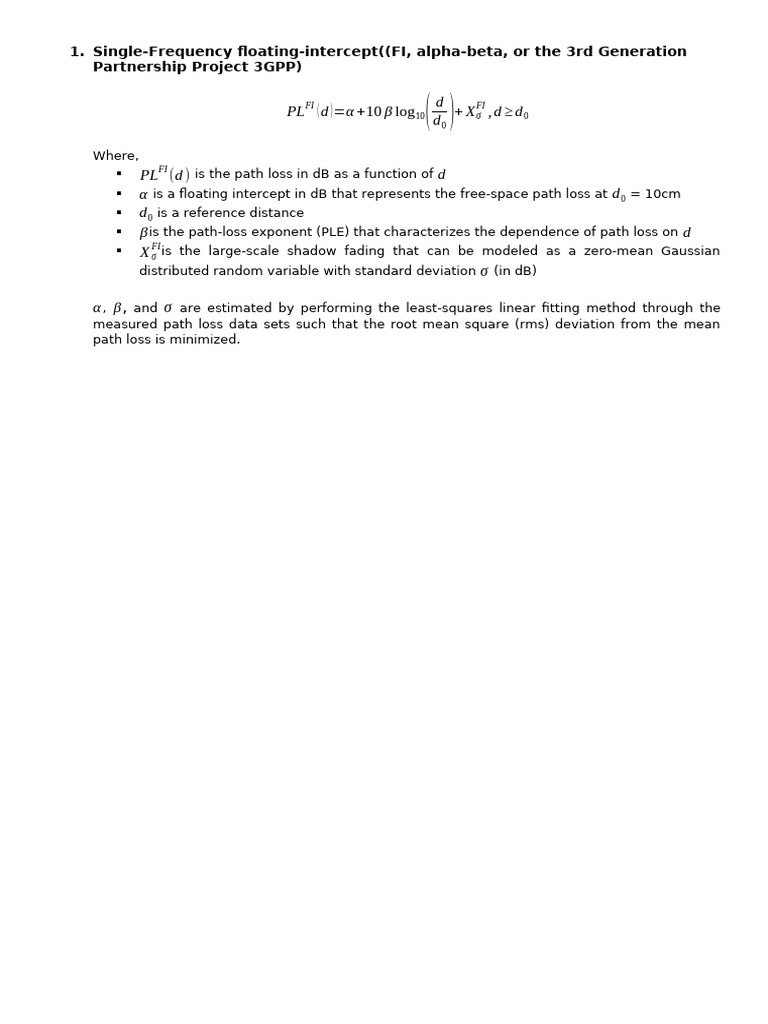 Single Frequency Floating Intercept | PDF
