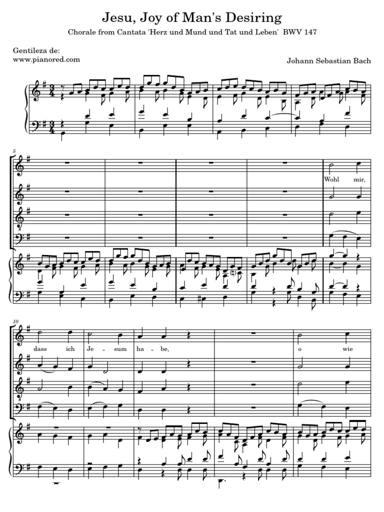 Jesu, Joy of Man's Desiring - Johann Sebastian Bach | PDF | Jesu, Joy ...