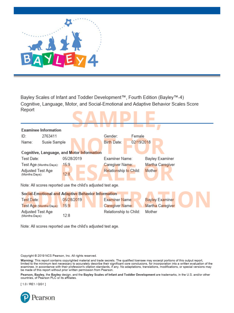 Bayley 4 Cognitive Language Motor Social Emotional Adaptive Behavior ...