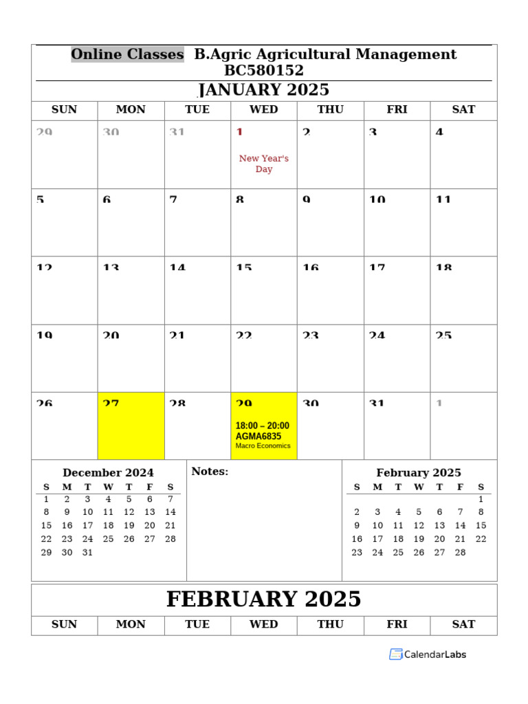 B.Agric Agricultural Management Calendar | PDF | Holidays