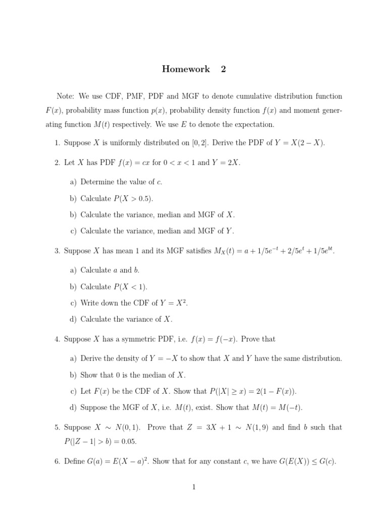 Probability Functions Homework | PDF