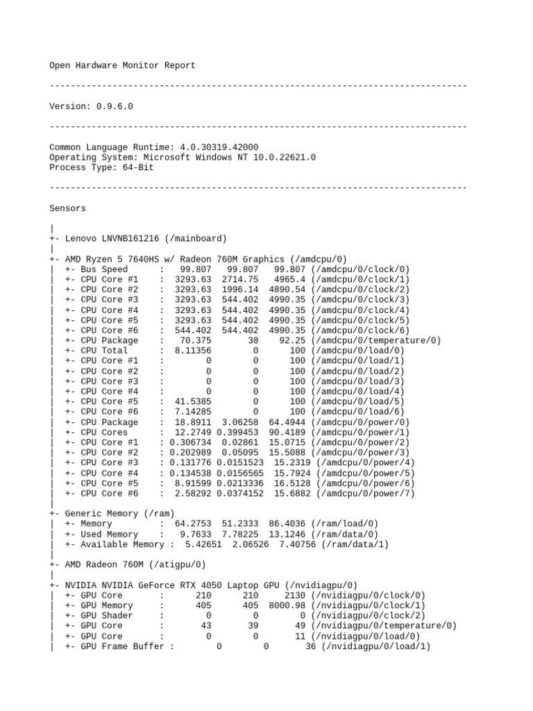 OpenHardwareMonitor.Report | PDF | Computer Hardware | Computer Architecture