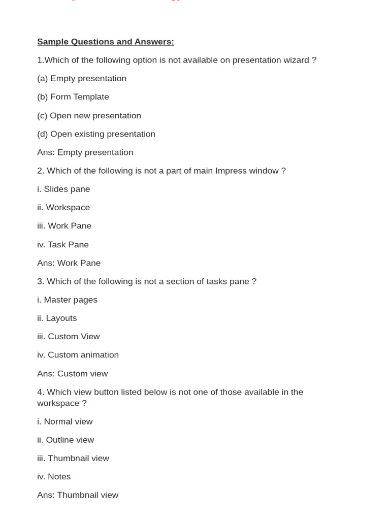 Sample Question and Answer of Presentation For Class 9 | PDF | Keyboard ...