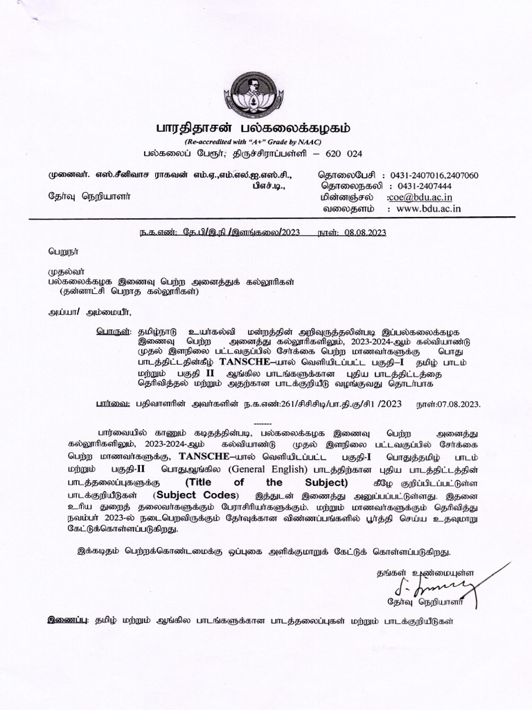 Tansche Syllabus Part I Ii Language Courses 2023 2024 | PDF