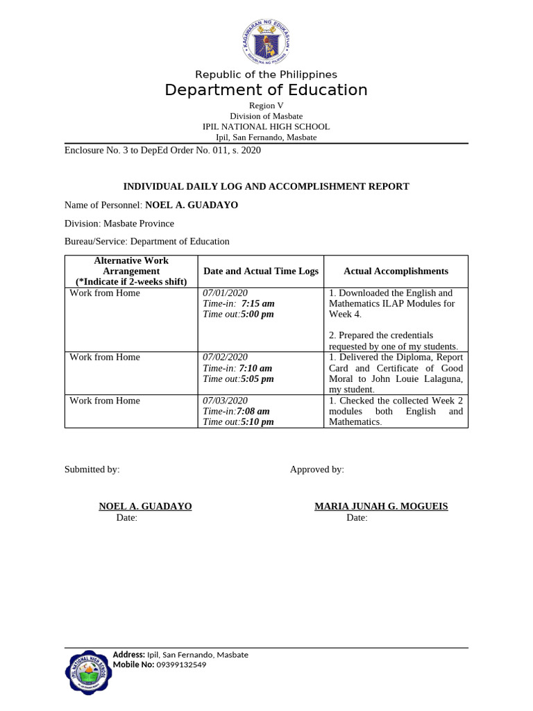 IDLAR JULY 1-31,2020 With Content | PDF