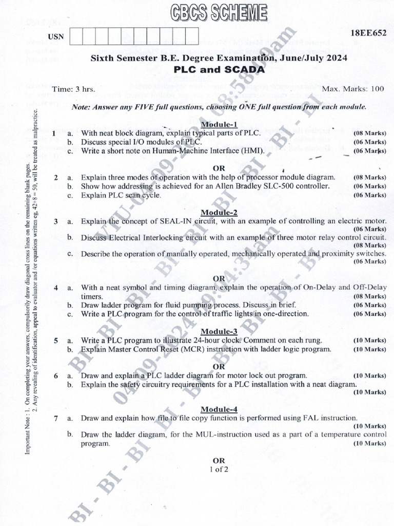 PLC&SCADA QPs sk25 | PDF