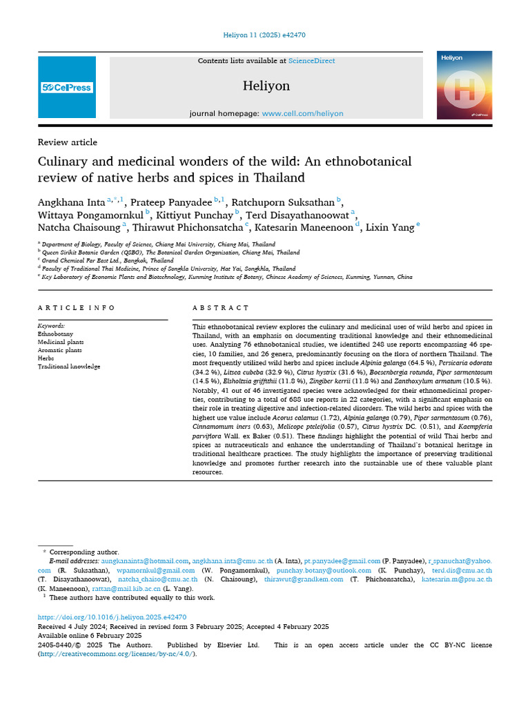 Heliyon 5 | PDF | Ethnobotany | Ginger