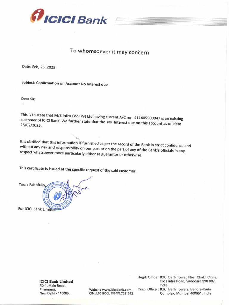 NOC ICICI Bank | PDF