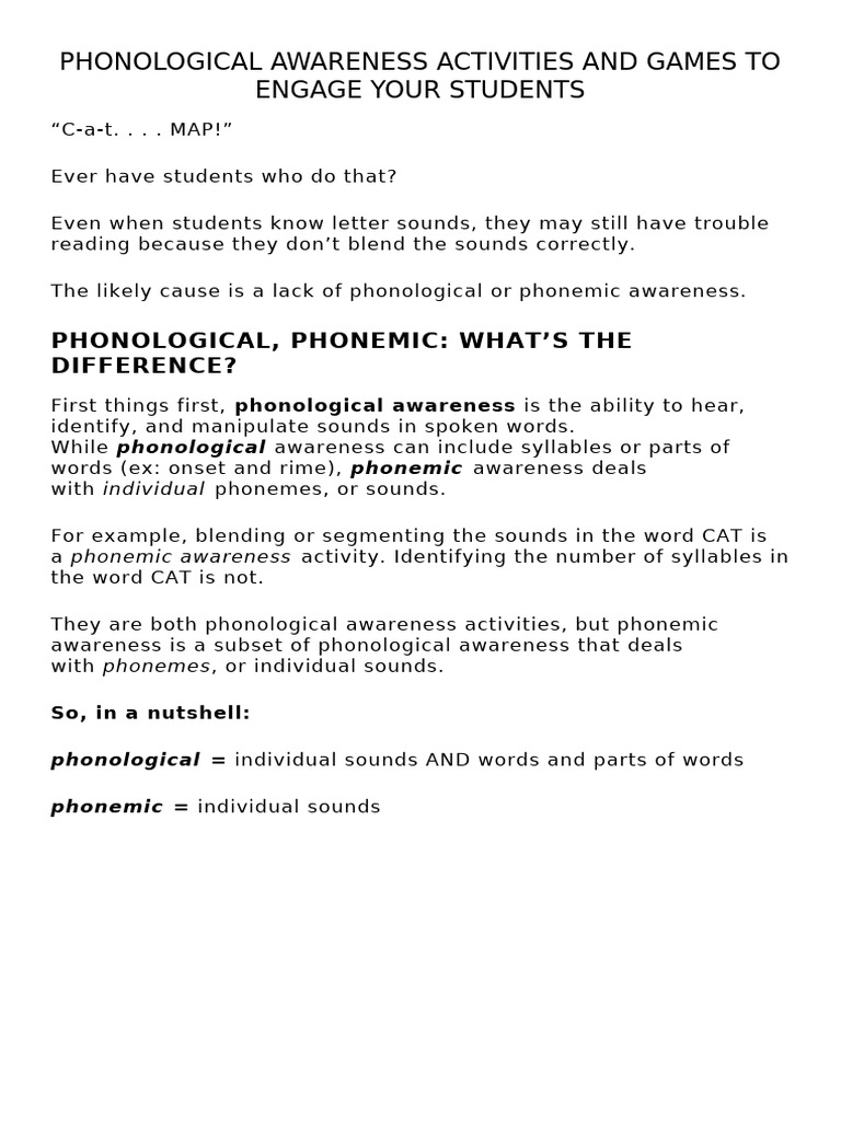 Phonological Awareness Activities and Games To Engage Your Students ...