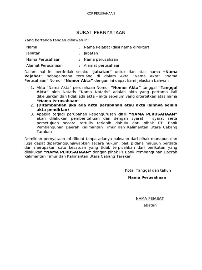 SURAT PERNYATAAN BG | PDF