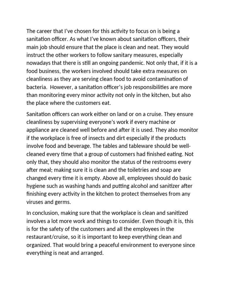 Sanitation Officer Career WRCC | PDF