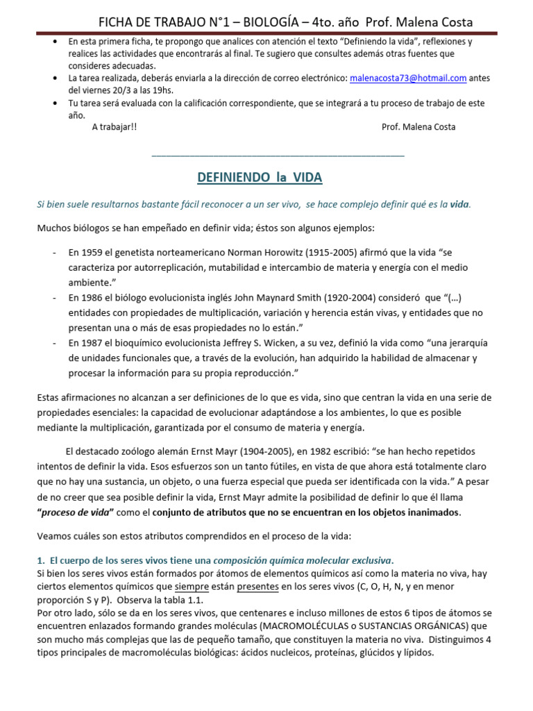 Definición y propiedades de la vida | PDF | Organismos | Biología Celular)
