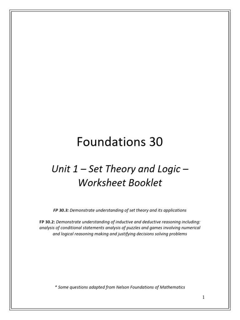 Set Theory & Logic Worksheets | PDF | Set (Mathematics) | Mathematical Logic