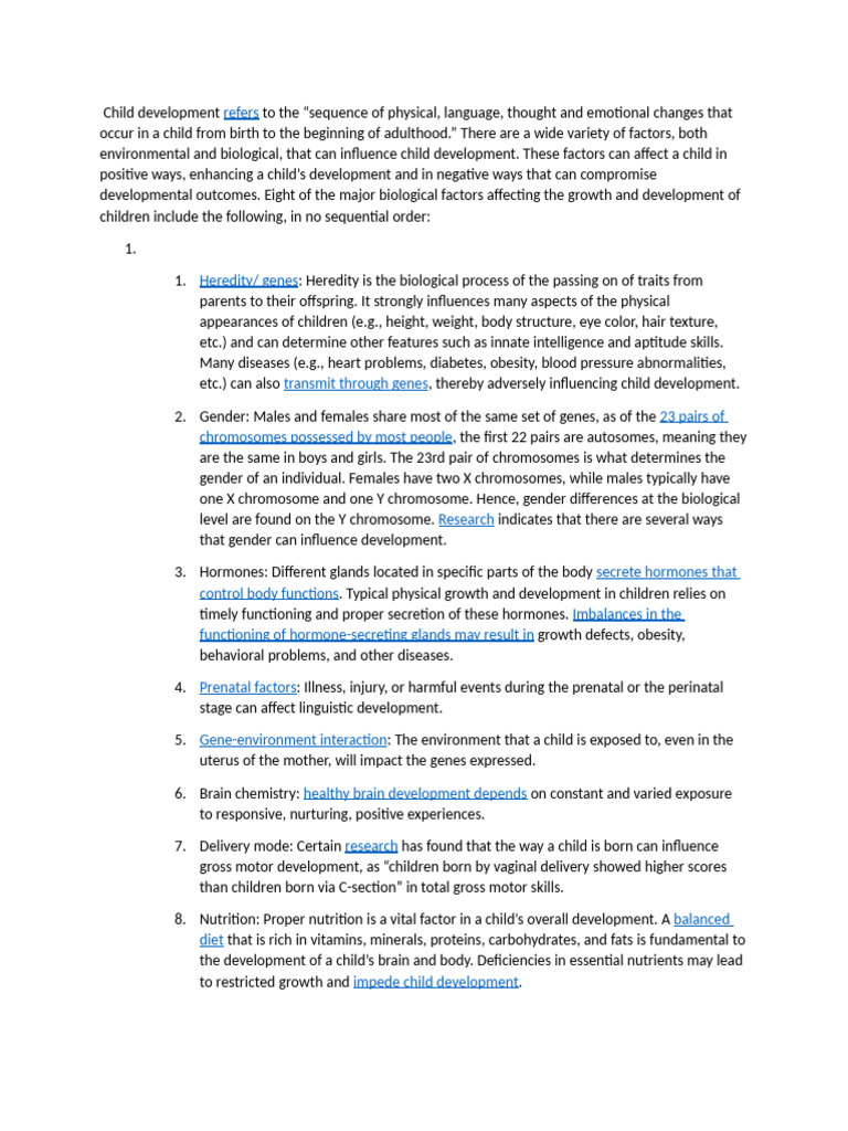Key Factors Influencing Child Development | PDF | Child Development ...