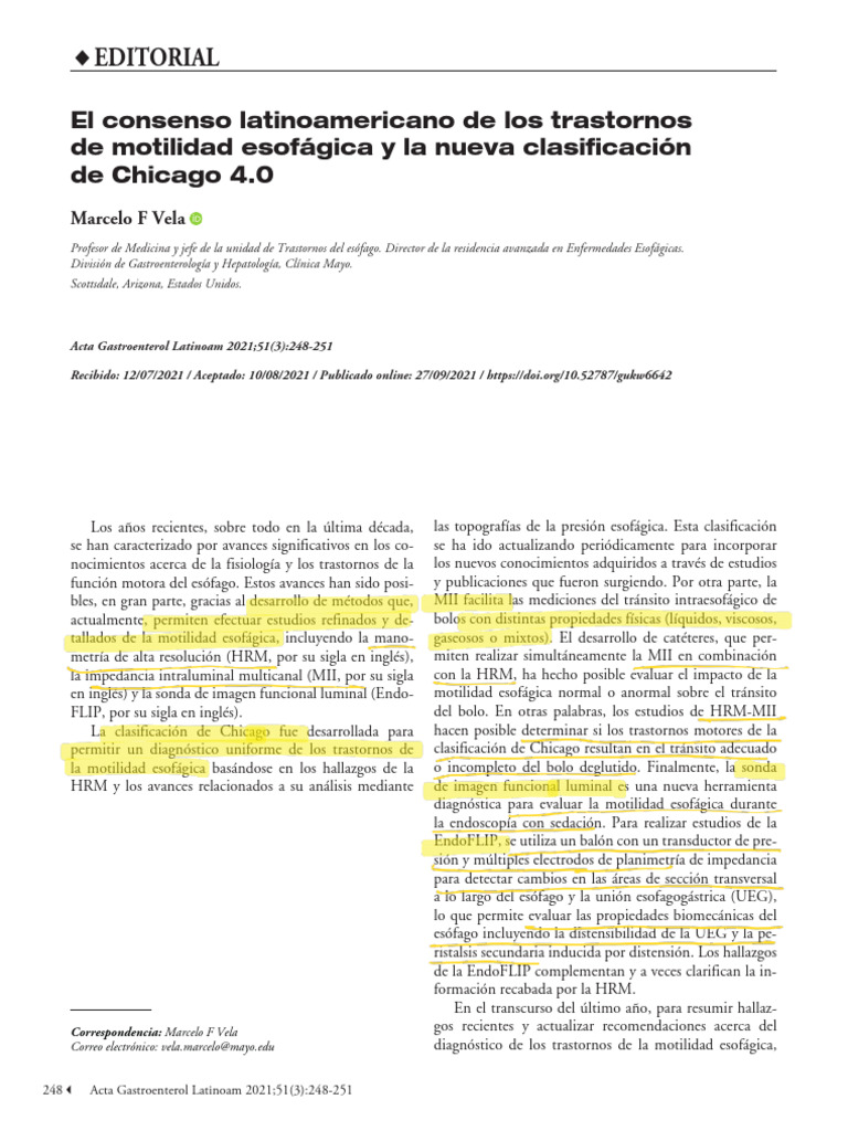 Clasificación de Chicago 4.0 en Acalasia | PDF | La enfermedad por ...