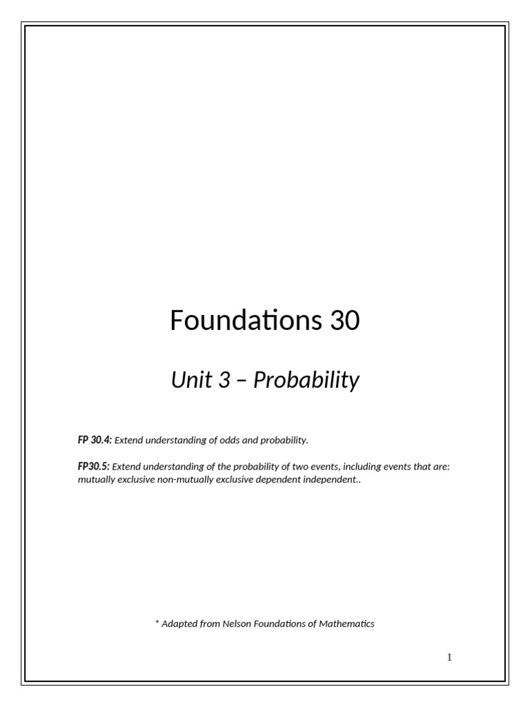 Unit 3 Probability Booklet | PDF | Odds | Probability