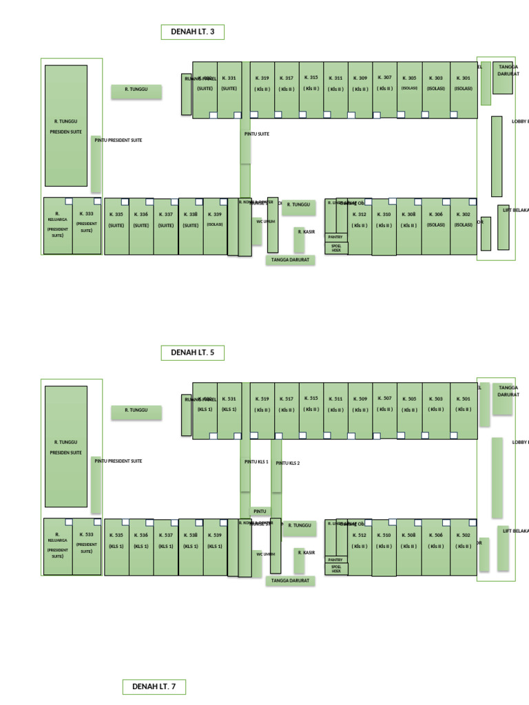 Denah Ruangan Rumah Sakit LT. 3-7 | PDF