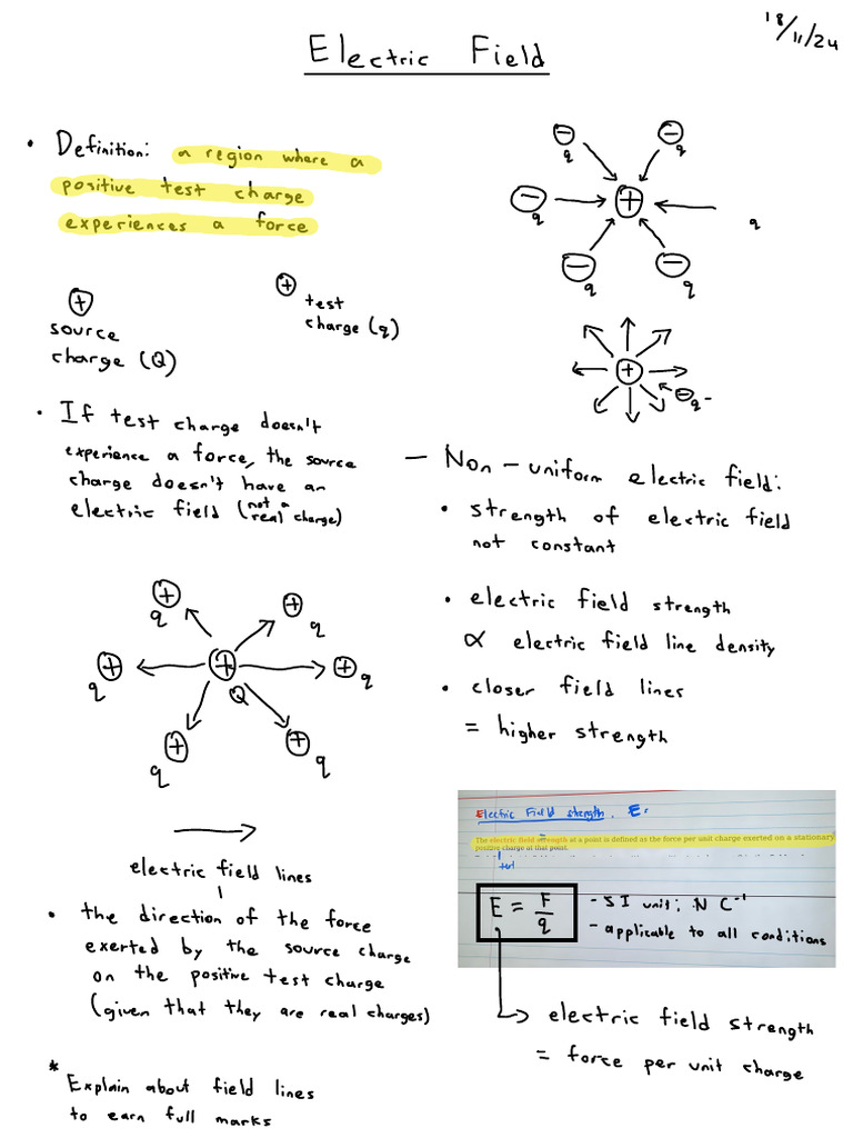 A2 Physics - Chap. 21 & 22 (Electric Field) Notes | PDF