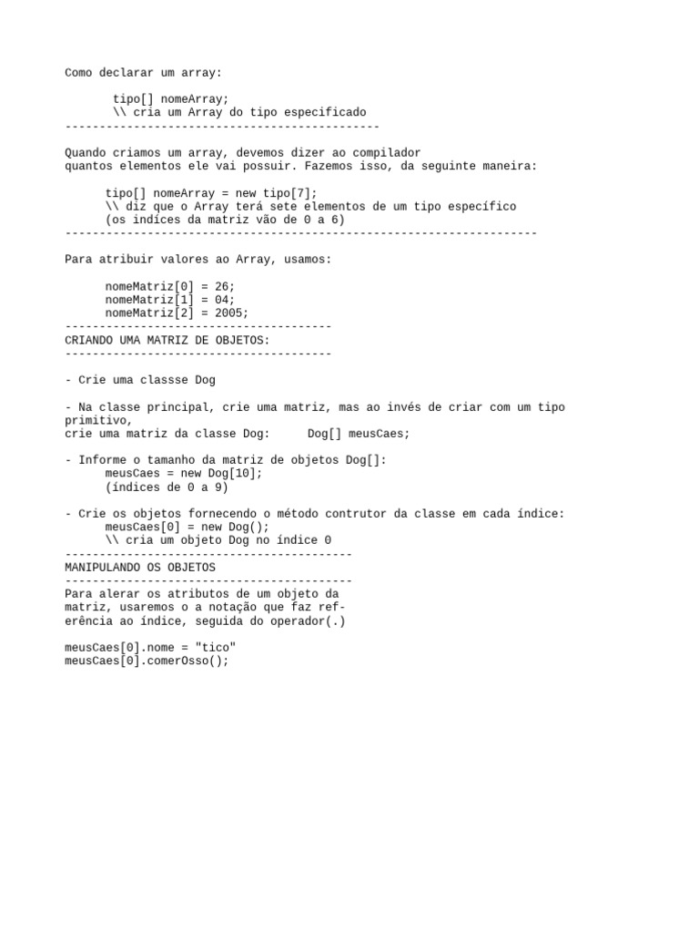 Arrays de Objetos | PDF