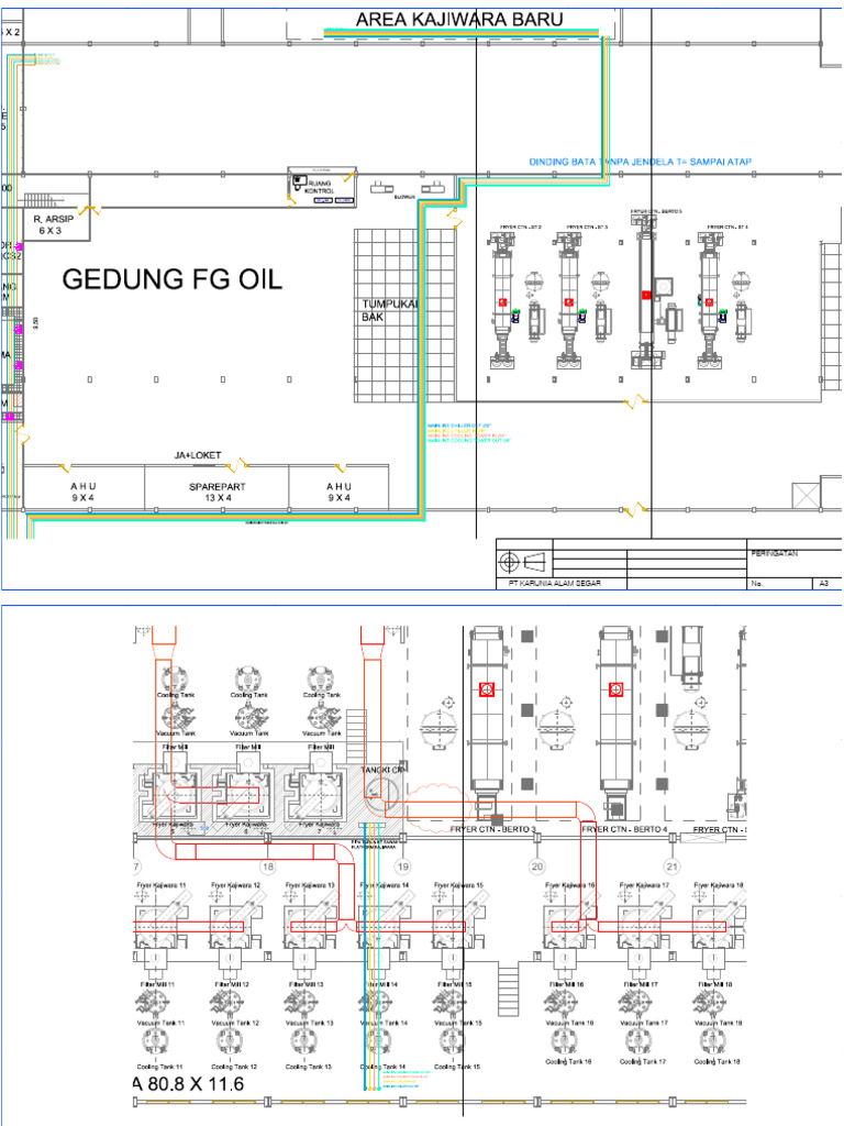 3D Dan Plan View Piping Chiller Dan Cooling Tower Bumbu PT. Karunia ...