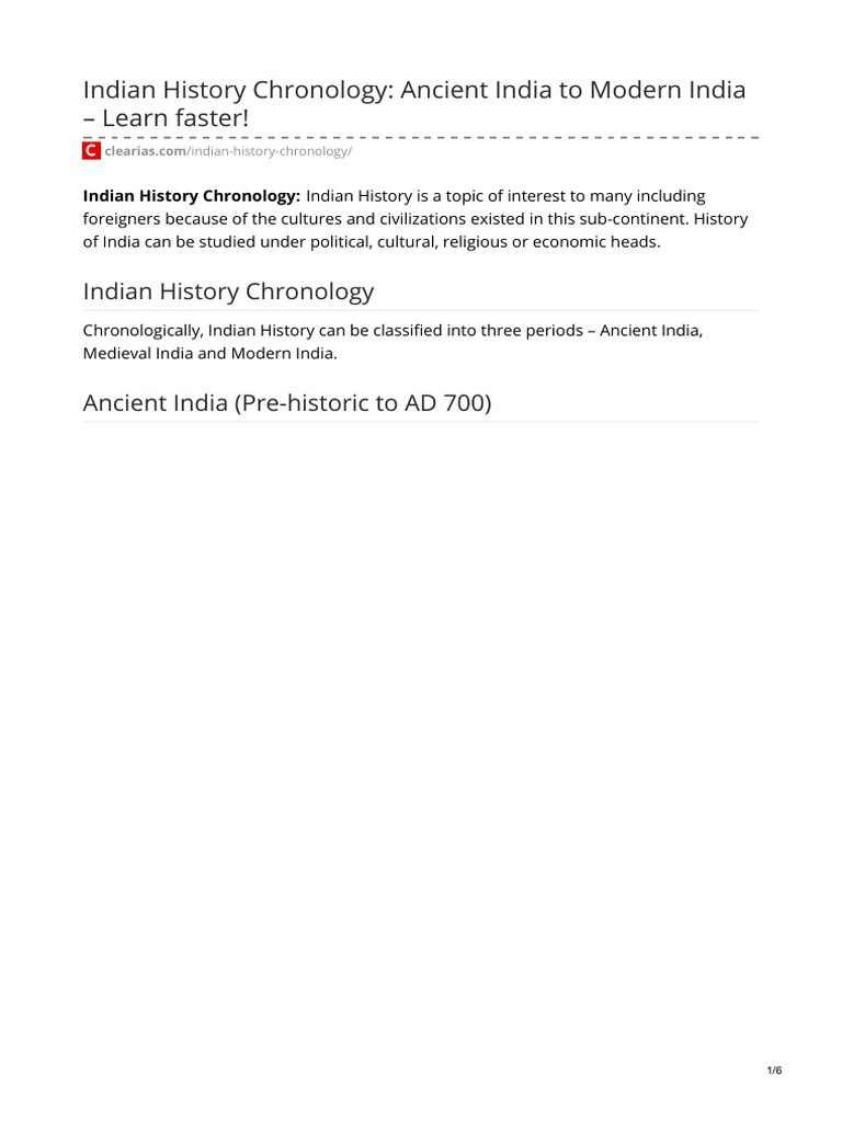 Indian History Chronology Ancient India To Modern India Learn Faster ...