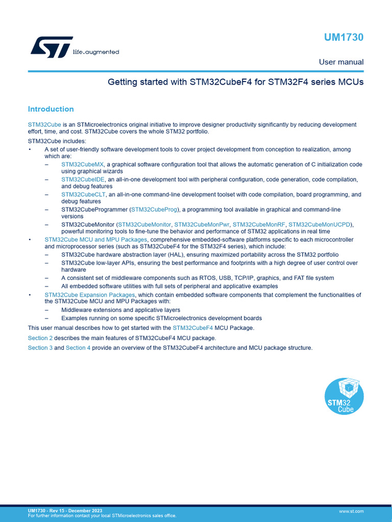 Um1730 Getting Started With Stm32cubef4 For stm32f4 Series Mcus Stmicroelectronics | PDF ...