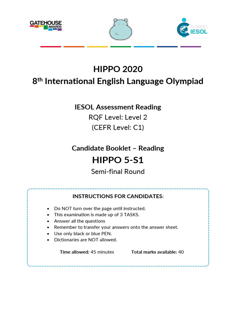 HIPPO 2020 IESOL Reading Exam Guide | PDF | Amber