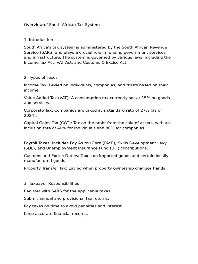 Overview of South African Taxes | PDF