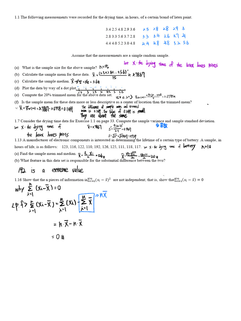 Latex Paint Drying Time Analysis | PDF | Mean | Descriptive Statistics