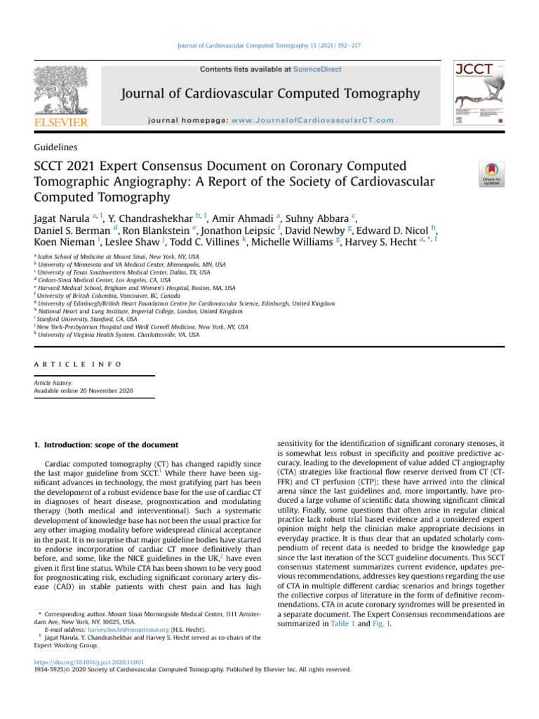 冠脉CTA专家共识（SCCT） | PDF | Atheroma | Coronary Artery Disease