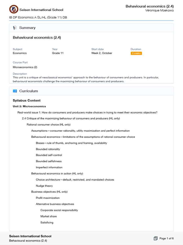 Behavioural Economics (2.4) | PDF | Behavioral Economics | Economics