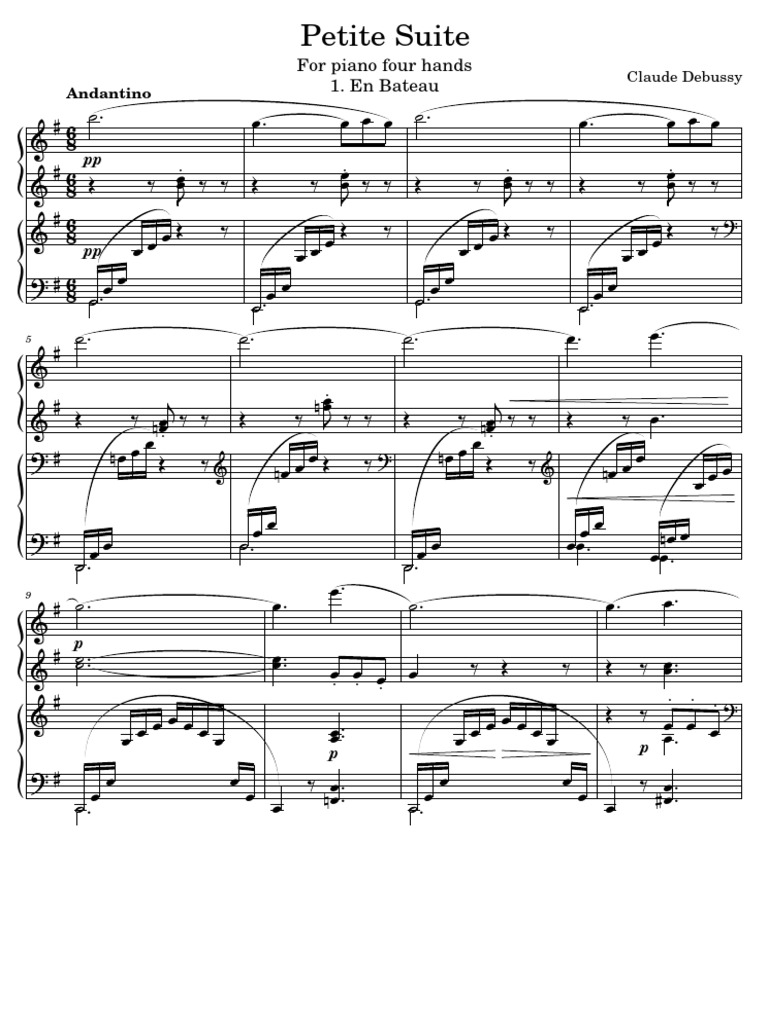 Petite Suite For Piano Four Hands Claude Debussy | PDF | Classical Compositions | Piano