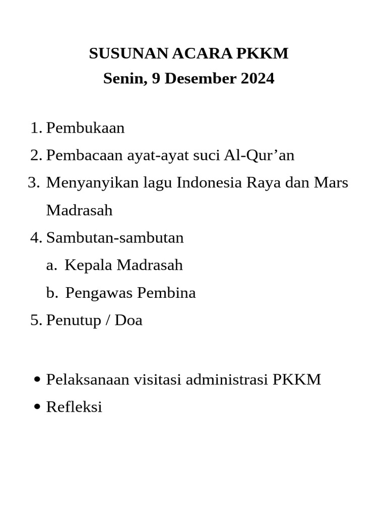 Susunan Acara PKKM | PDF