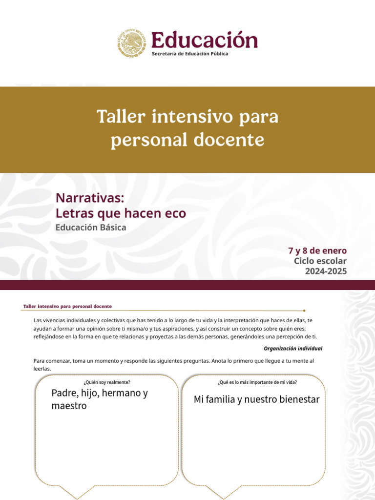 2425 s31 Taller Intensivo Docente Reflexiones Acompanamiento Pedagogico-1 | PDF | Maestros ...